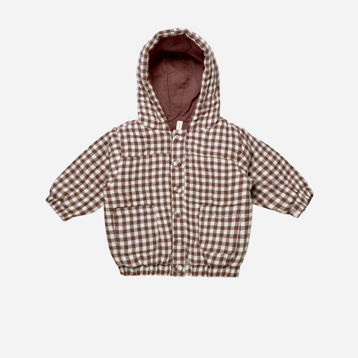Quincy Mae - Hooded Woven Jacket - Plum Gingham – Dearly